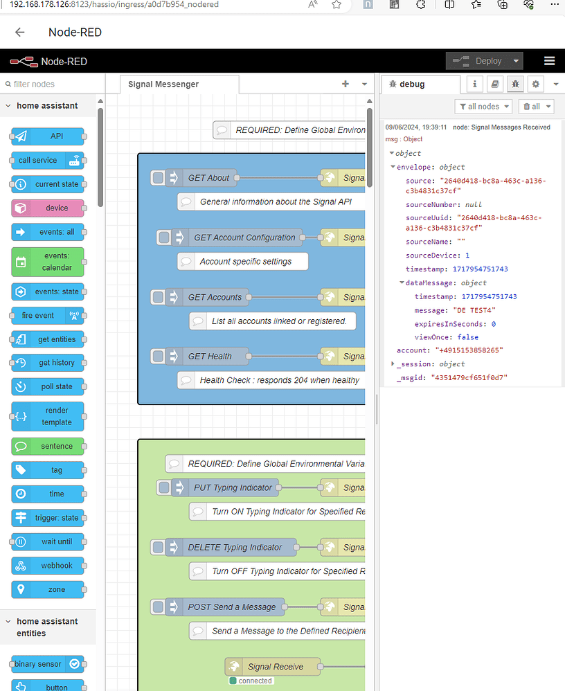 Unable to receive messages using Signal Messenger addon / Node-Red integration - Node-RED - Home ...