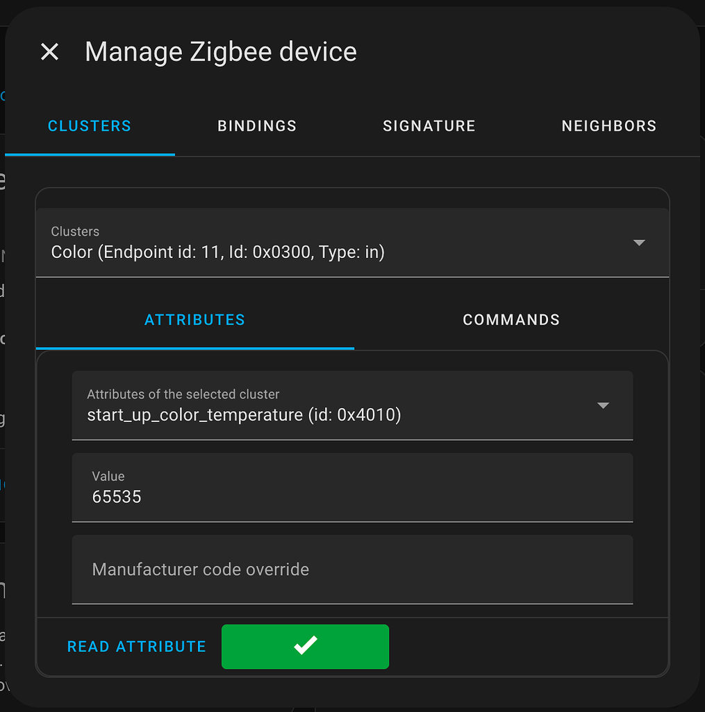 How to configure Philips Hue bulbs to remember their color when the power is cycled using ZHA ...