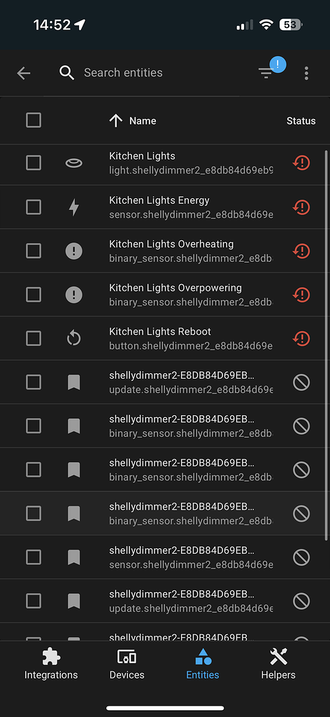 Shelly “ This entity is no longer being provided by the shelly integration” - Configuration ...