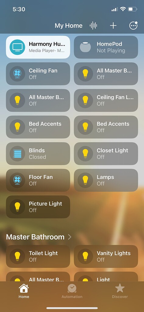 Having issues with covers using homekit (siri); the main screen's ...