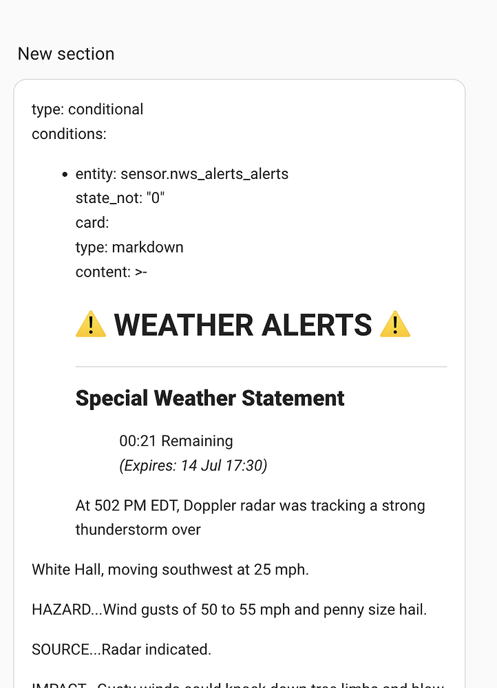 NWS Alerts how to get alert not just count - Frontend - Home Assistant ...
