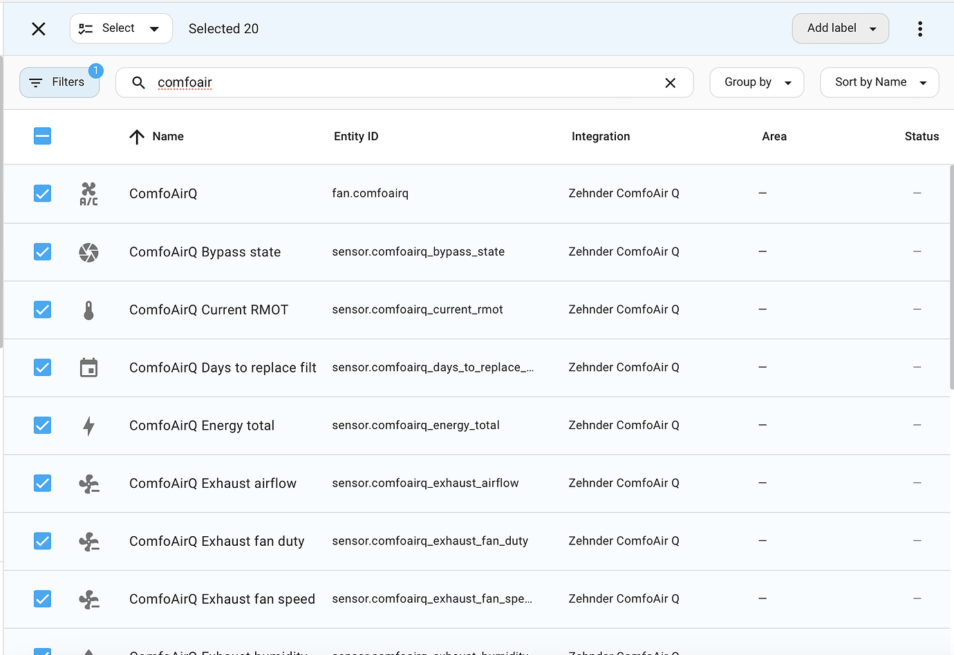In UI "add area" for selected items for areas as for labels - Feature Requests - Home Assistant ...