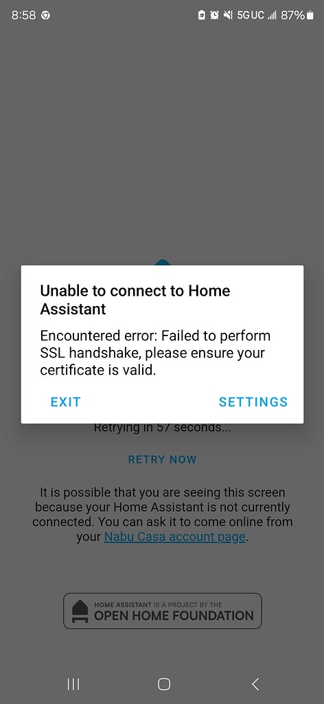 Failed SSL Handshake - Configuration - Home Assistant Community