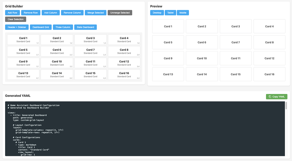 Creating Grids - and generating YAML - Dashboards & Frontend - Home ... Creating Grids - and generating YAML - Dashboards & Frontend - Home ...