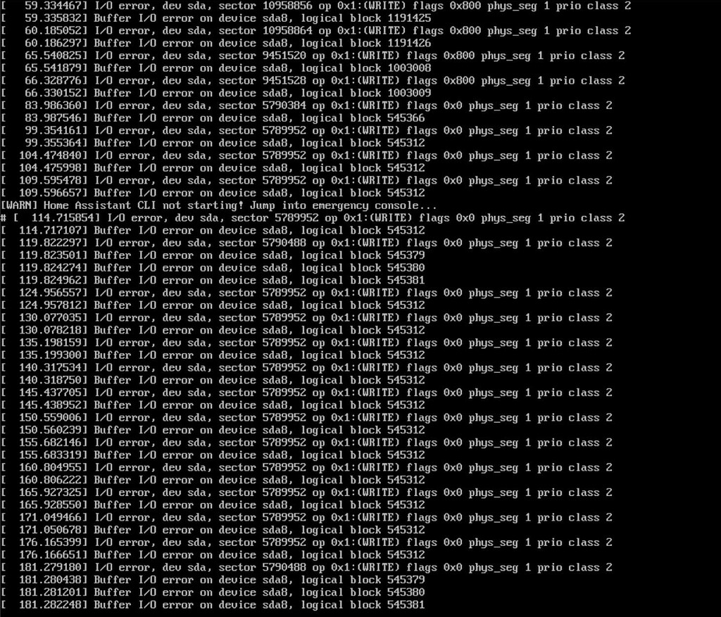 Buffer I/O error on device sda8 , logical block on proxmox VM - Installation - Home Assistant ...