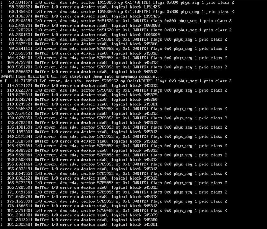 Buffer I/O error on device sda8 , logical block on proxmox VM - Installation - Home Assistant ...
