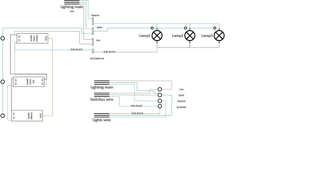 Wiring Up Three Switches For Lights To Sonoff Basic R2 Hardware