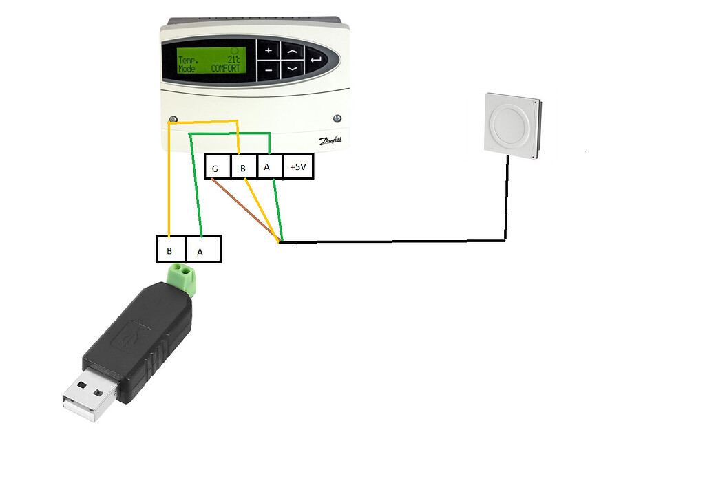 Danfoss ECL110 modbus Elfin-EW11 (RS485 to wifi) Floor Heating Climate ...
