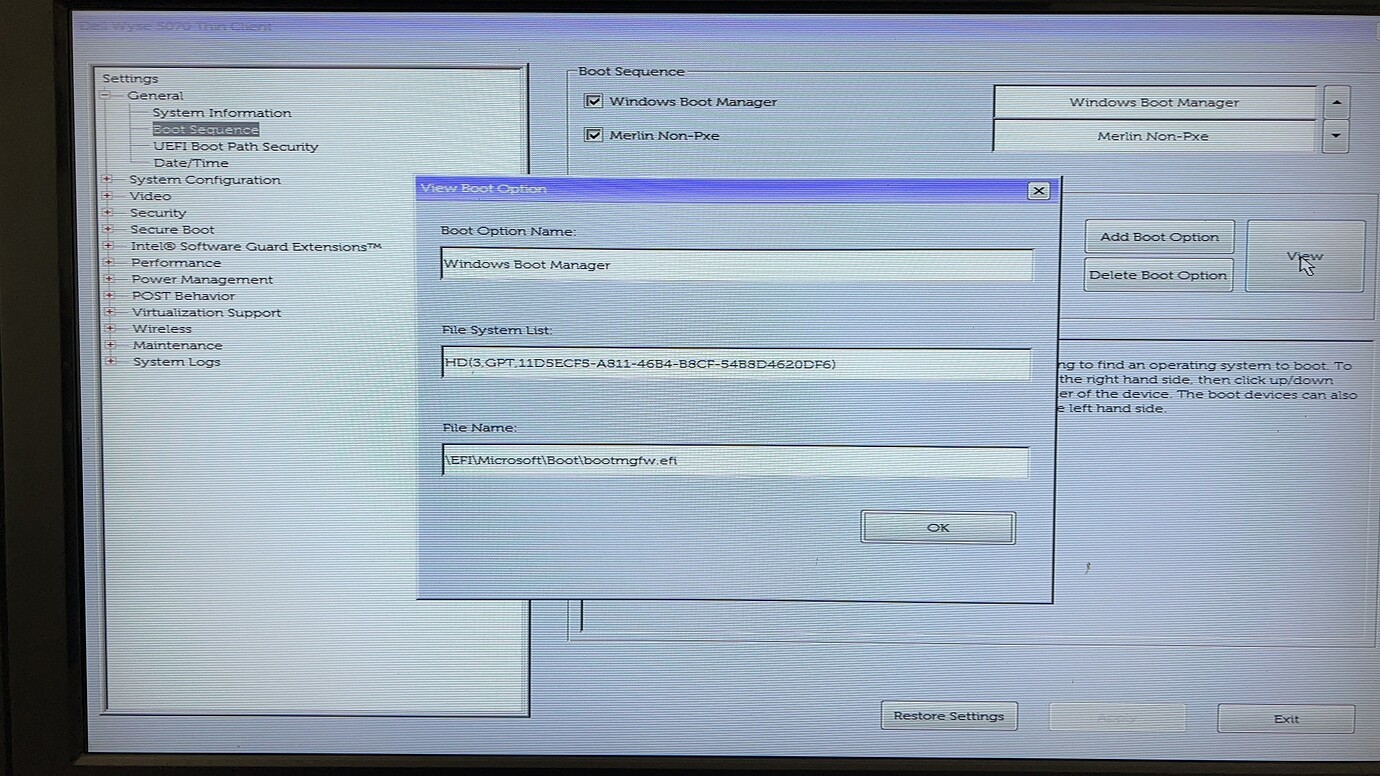 Loading HA on a Dell Wyse 5070 - "No bootable devices found" on startup ...