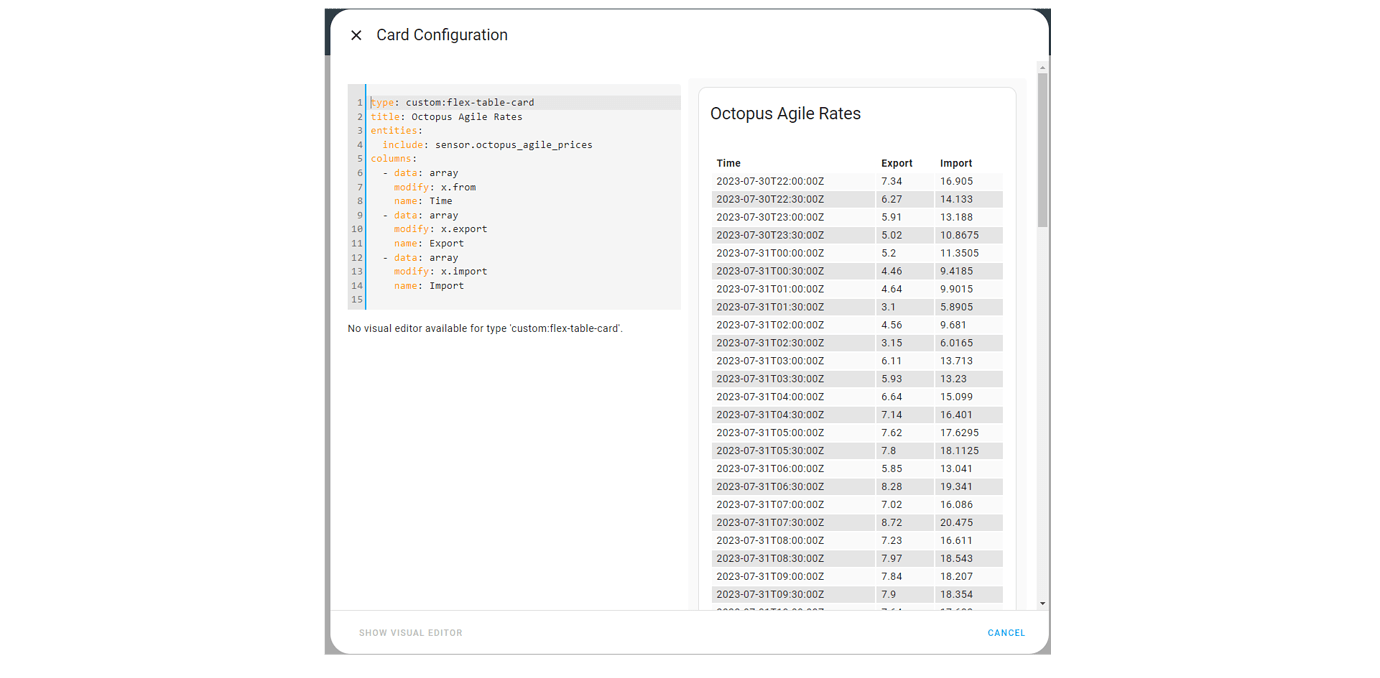 Octopus Agile - display tariff in graphs & tables, best import/export ...