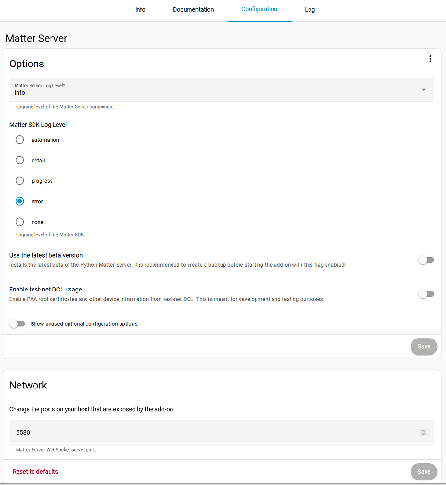 Matter Server web UI page won't load even though add-on is working fine ...