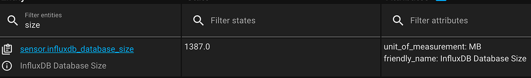Influxdb Information Database Size As Sensor In Home Assistant Configuration Home