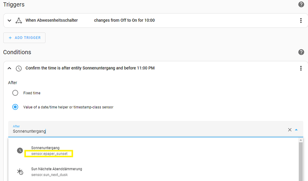 Sunset automation - device class timestamp - Configuration - Home Assistant Community