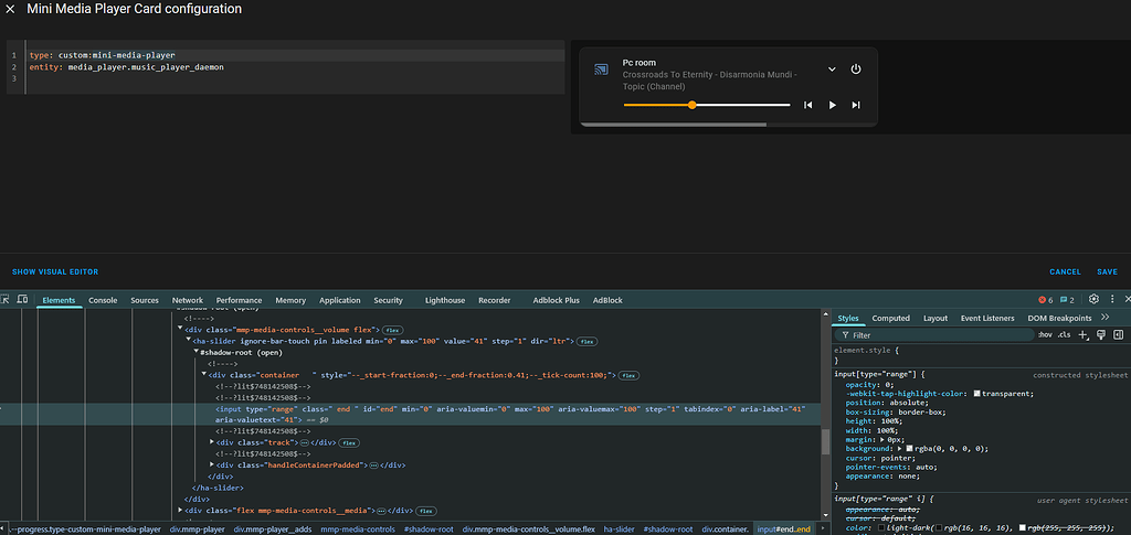 How can I change the color of the Mini Media Player slider? - Frontend ...