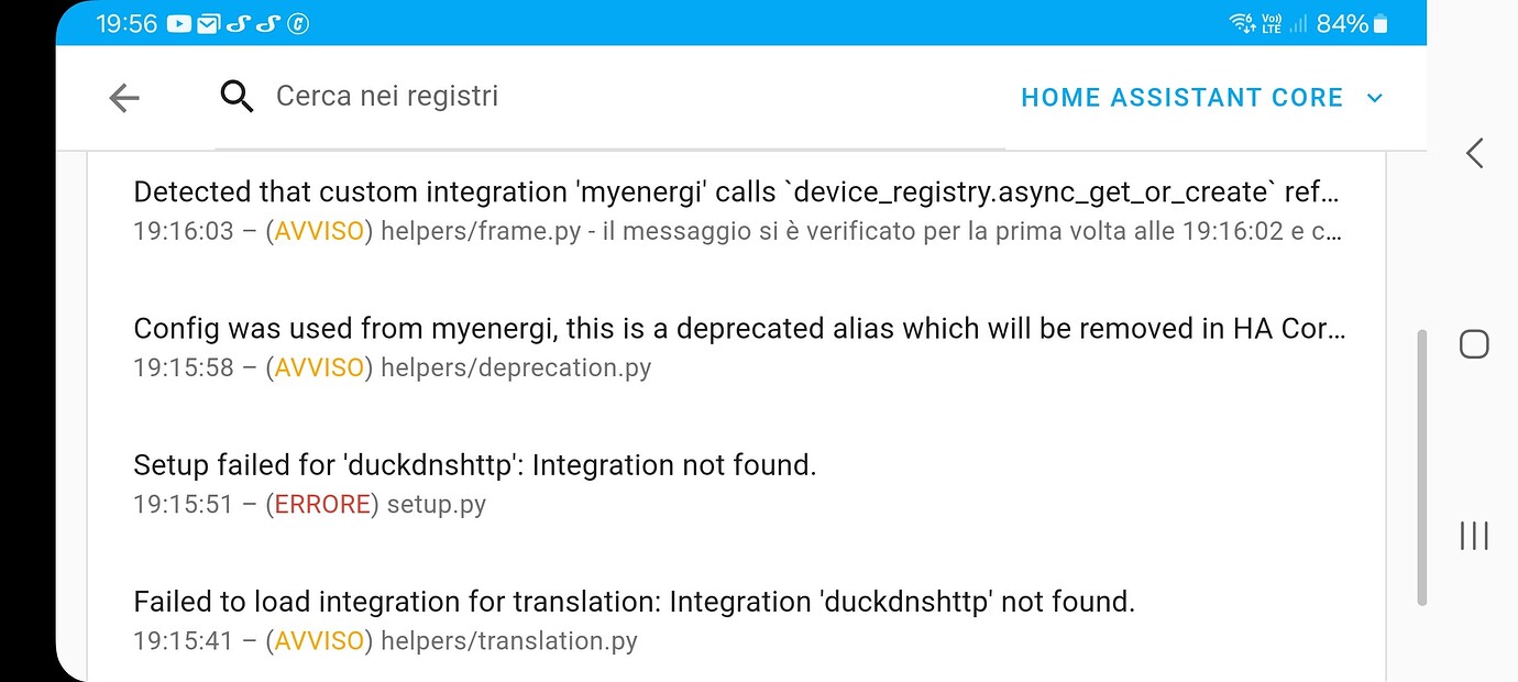 Error logs for Duckdns and Myenergi - Configuration - Home Assistant Community