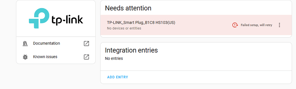 Kasa HS103 FAILED SETUP, WILL RETRY - Configuration - Home Assistant Community
