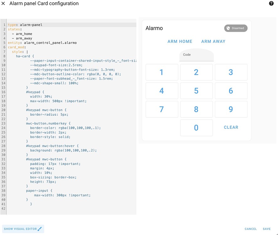 Alarm panel: change background color of status button - Page 3 ...