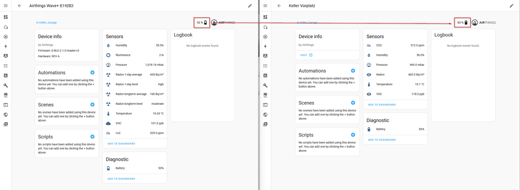 AirthingsWave Integration: BLE vs. Cloud battery level readings - Third party integrations ...