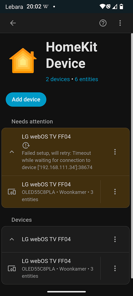 Failed setup WebOS LG TV - Third party integrations - Home Assistant ...