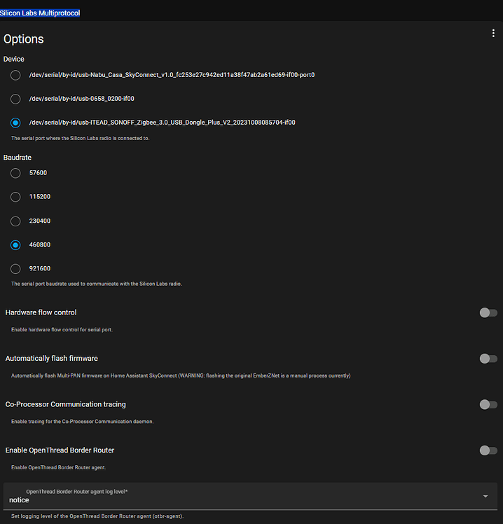 Messed up HA by installing SONOFF Zigbee 3.0 USB Dongle Plus E and "Silicon Labs Multiprotocol ...