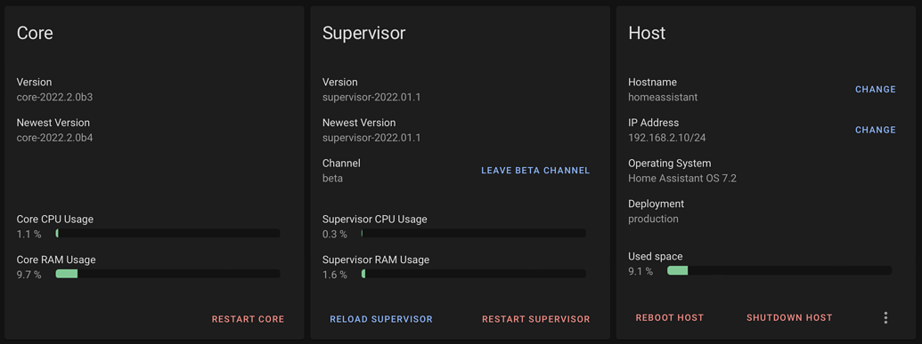 Track CPU usage of Home Assistant Core (like on Supervisor page) - Configuration - Home ...