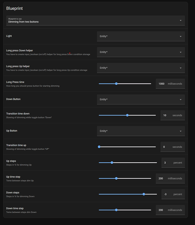Nice dimmer by two on/off buttons blueprint - Blueprints Exchange - Home Assistant Community