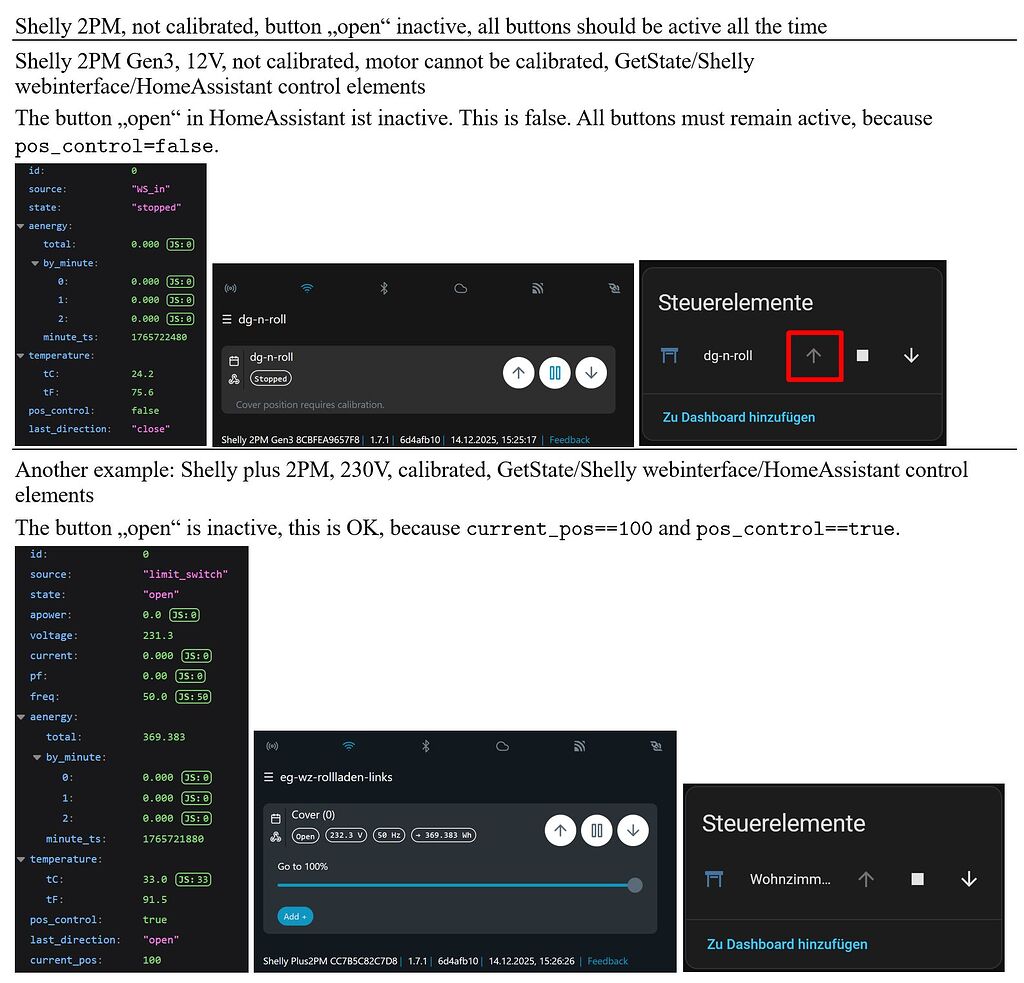 Shelly 2PM in Cover Mode: Up Button inactive - Configuration - Home ...