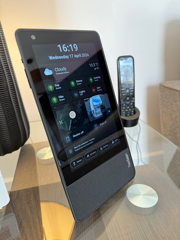 My take on a home dashboard running on the Lenovo ThinkSmart View and managing multiple devices ...