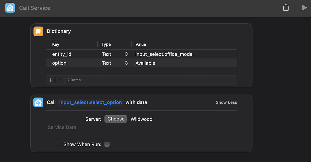 Siri shortcut to change input_select option - Home Assistant Companion for Apple - Home ...