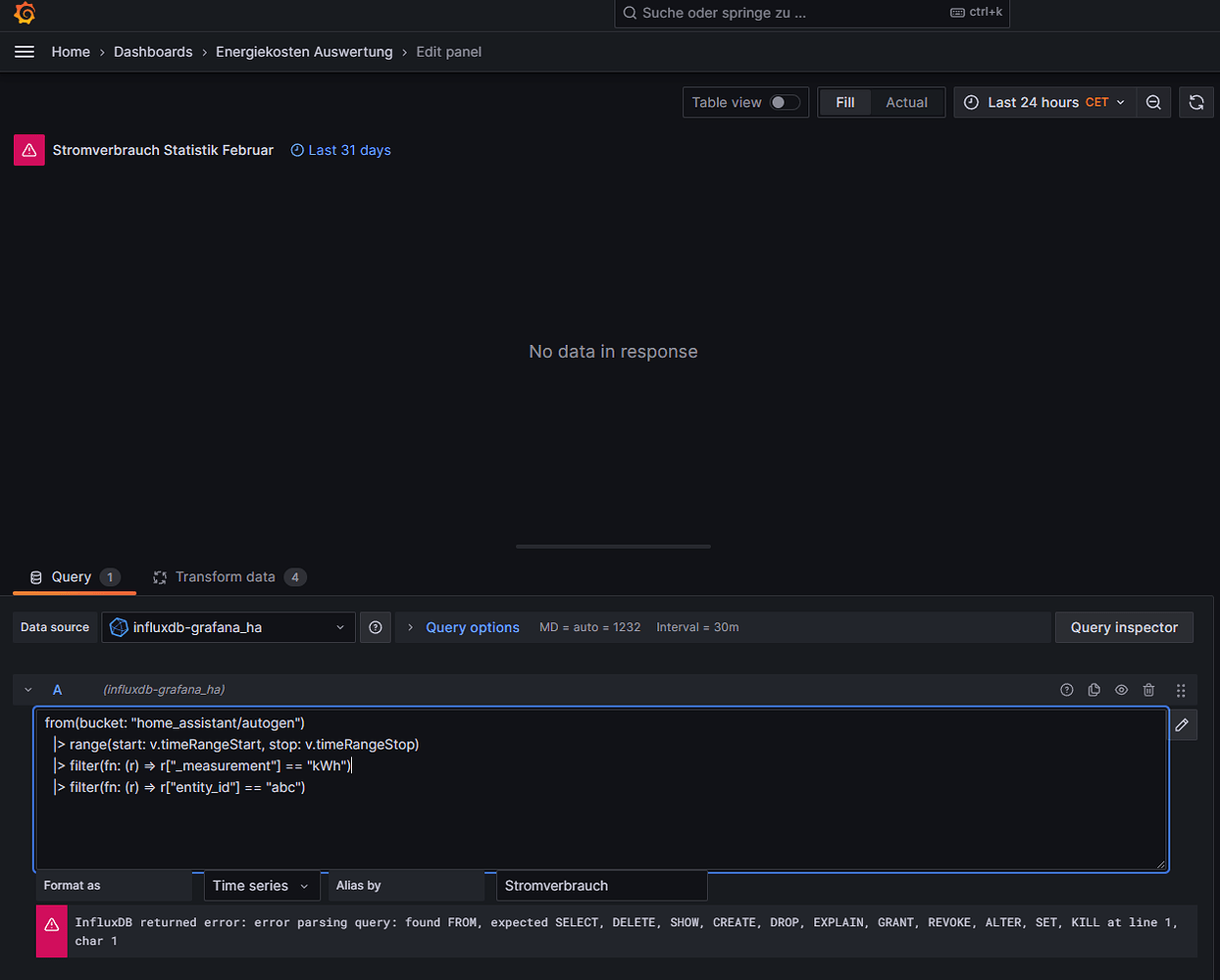 Problem with Influxdb Script in Grafana - Configuration - Home Assistant Community
