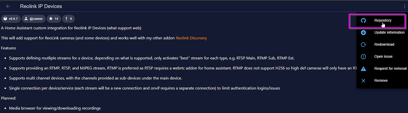 UNEXPECTED ERROR reolink IP camera - Third party integrations - Home ...