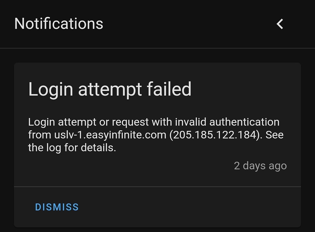 Login attempt failed - Notifications last few weeks - Configuration ...