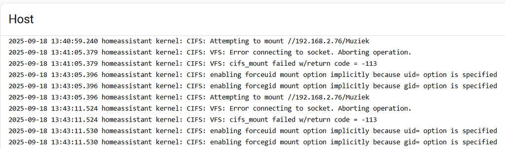 Cifs_mount failed w/return code = -113 - Installation - Home Assistant Community