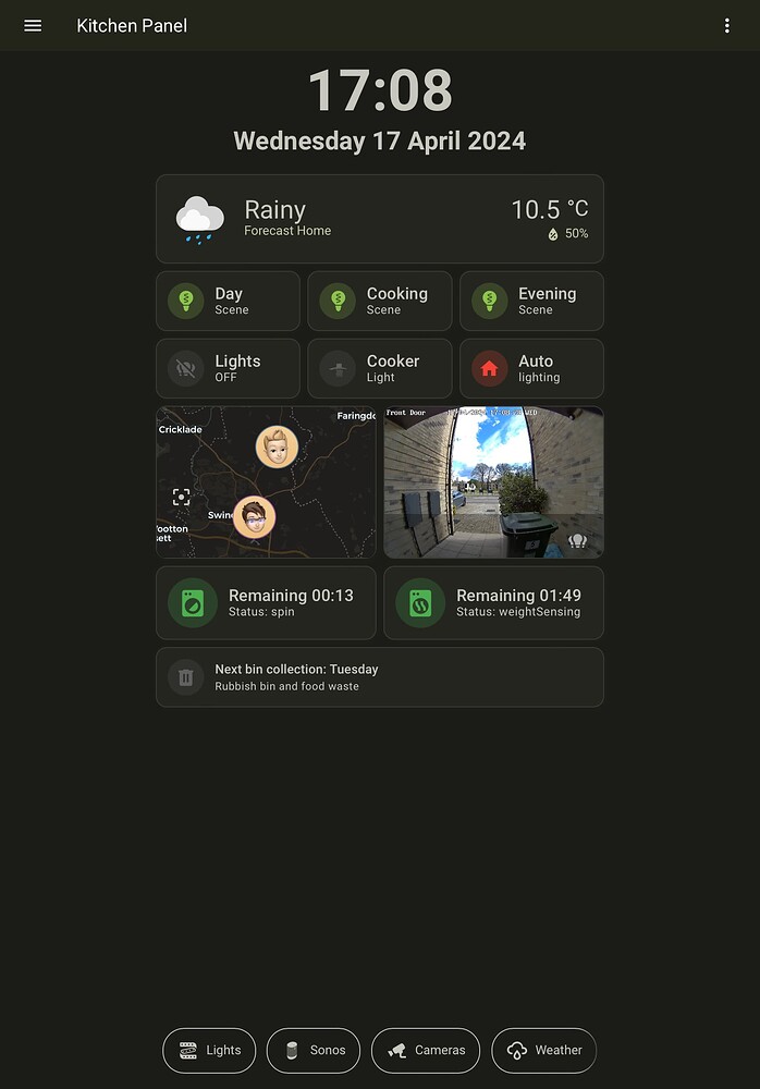 My take on a home dashboard running on the Lenovo ThinkSmart View and managing multiple devices ...
