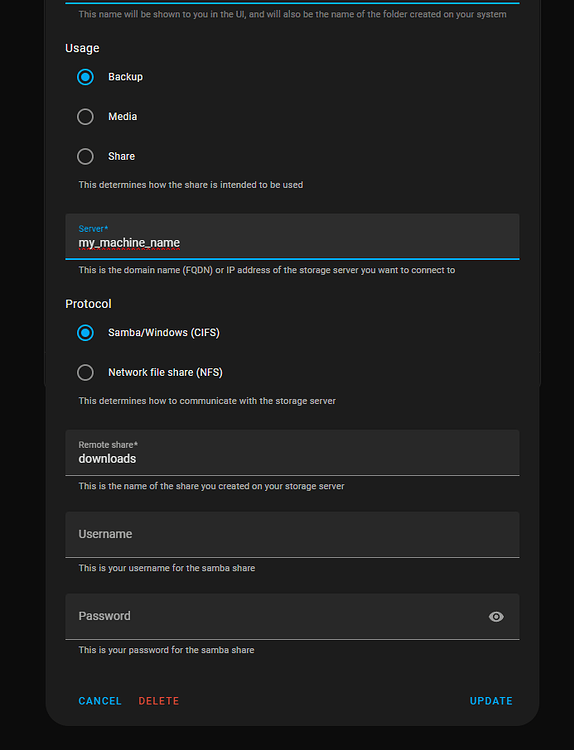 Adding windows shared folder to HAOS - Configuration - Home Assistant ...