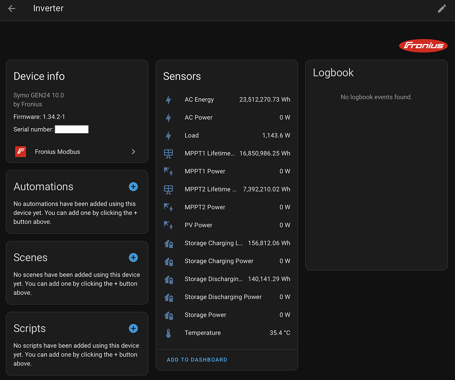 Fronius Modbus Integration Third Party Integrations Home Assistant Community