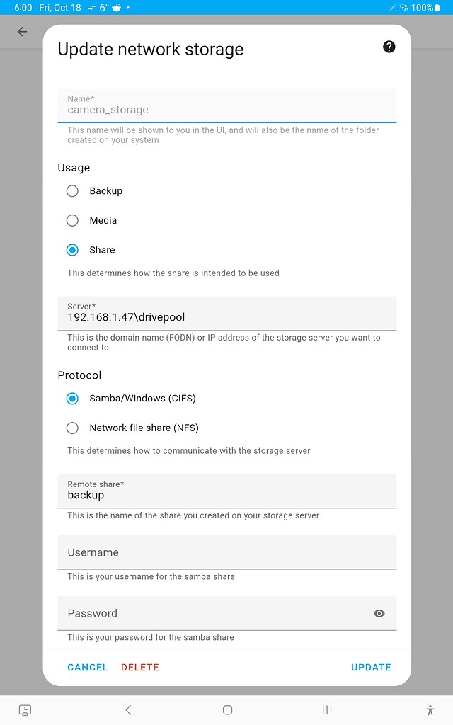Writing to a network shared folder - Configuration - Home Assistant ...