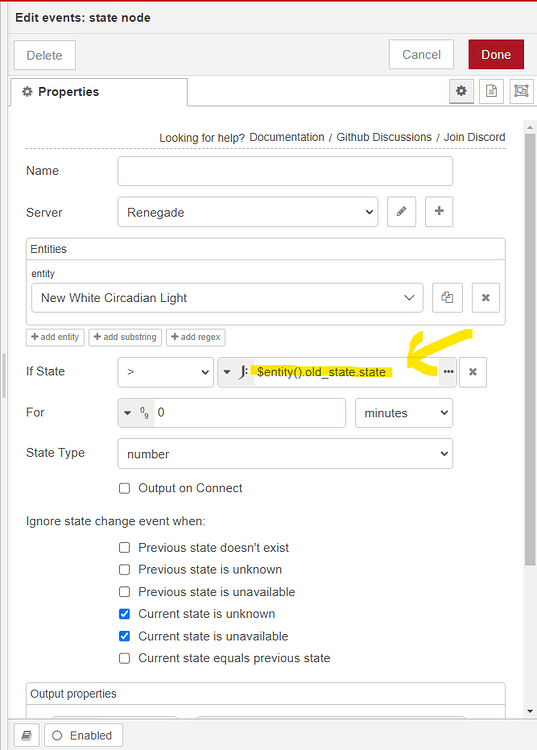 Events:State Node, If State conditional using the current state change info - Node-RED - Home ...