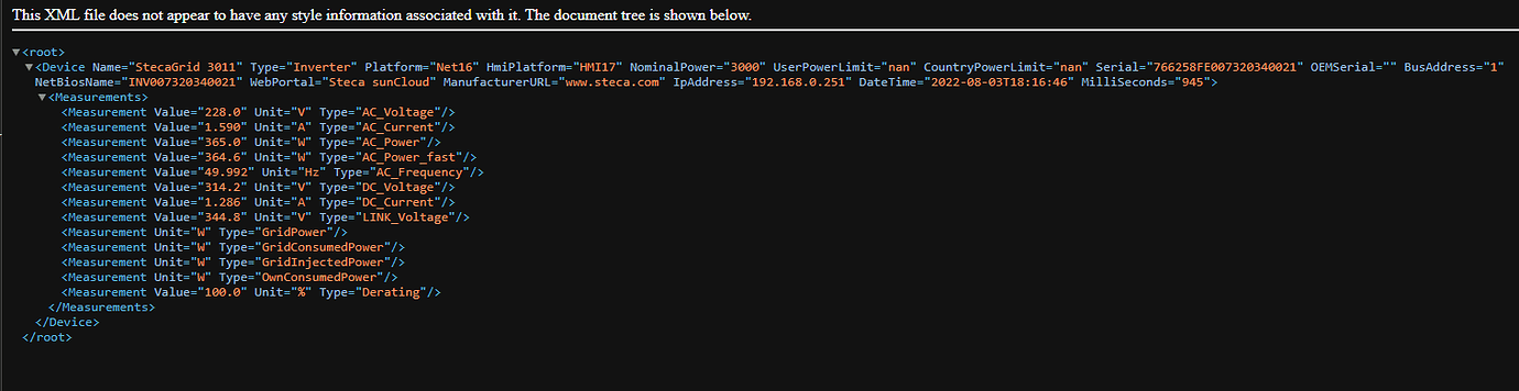 StecaGrid XML Data - Configuration - Home Assistant Community