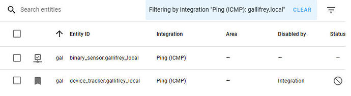 Ping integration- why does the integration make a device_tracker entity for my internal servers ...