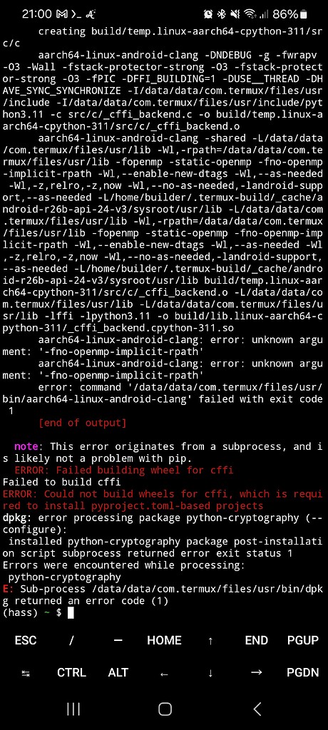 No longer able to install HA core on android device using termux - Installation - Home Assistant ...