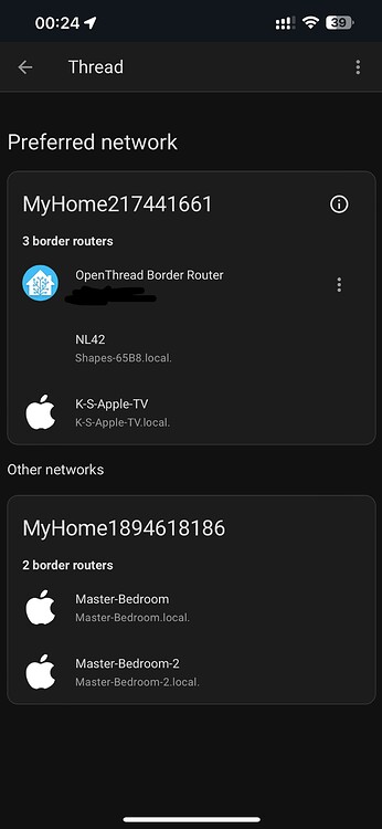 How can I fix this? My apple thread network seems to have split from HA ...
