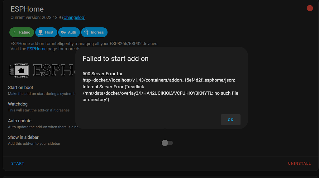 ESPhome failed to call addon - ESPHome - Home Assistant Community