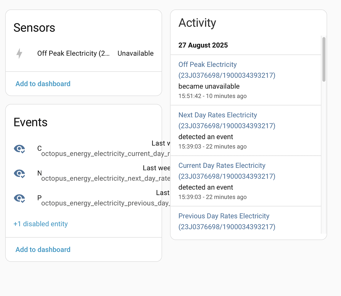 Octopus Energy Integration Issue - Third party integrations - Home ...