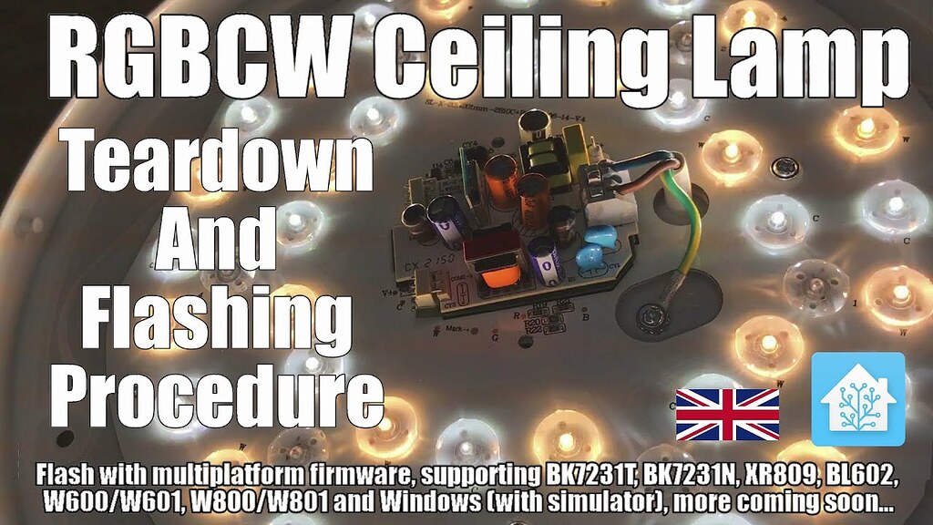 Rgbcw Ceiling Lamp Flashing Guide For Home Assistant Cb2s Module