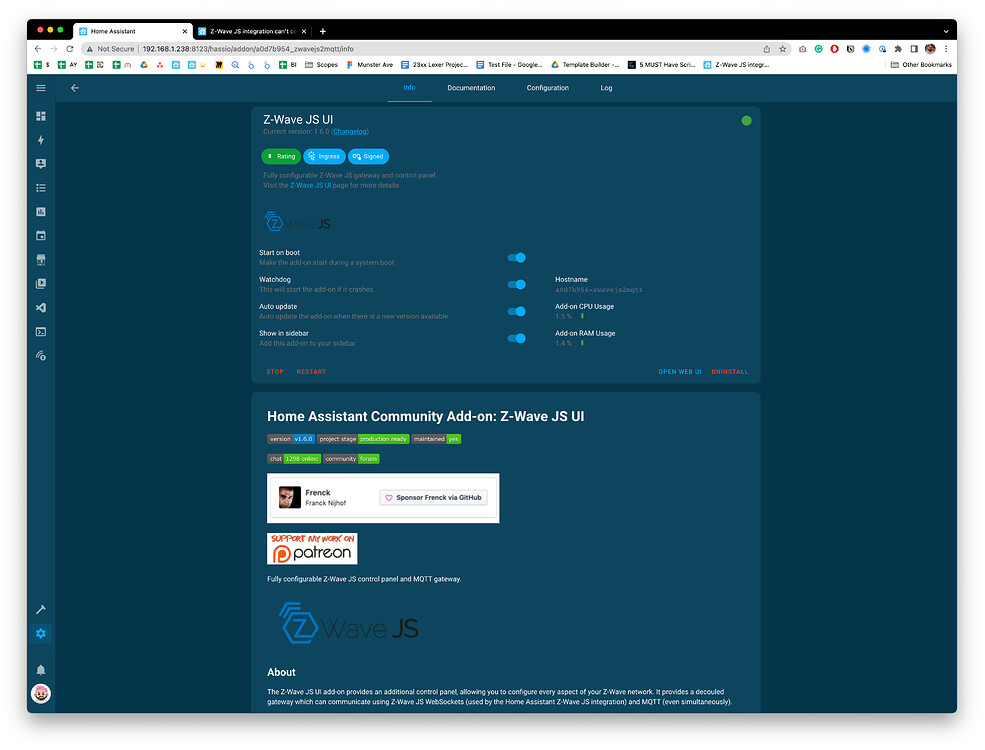 Z-Wave JS integration can't connect - Z-Wave - Home Assistant Community