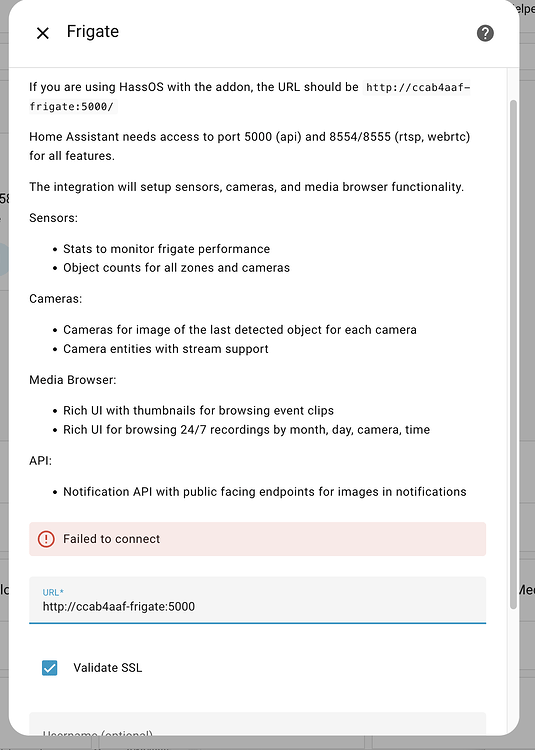 Frigate integration - Failed to connect - Configuration - Home Assistant Community