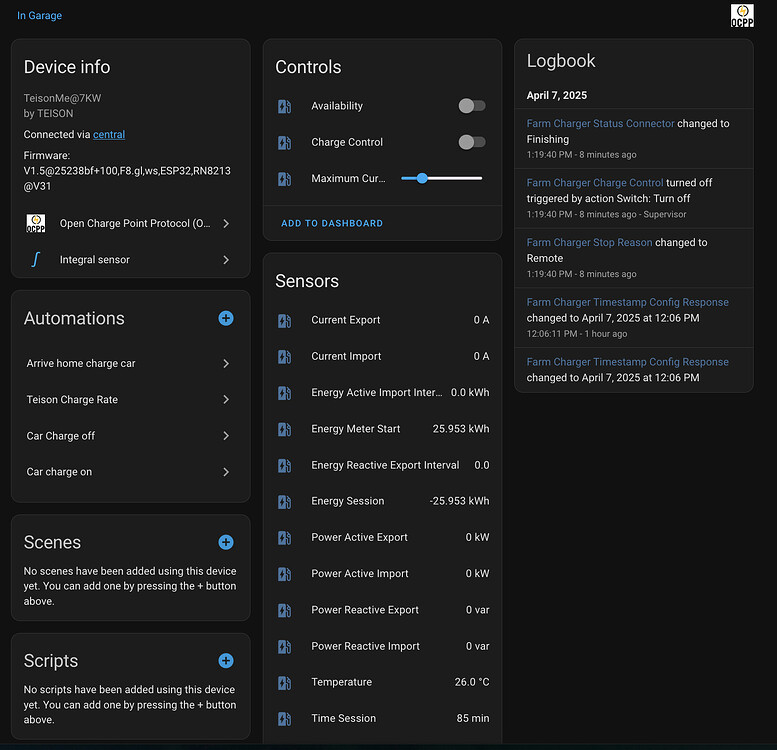 OCPP integration, Node-Red and Teison EV Charger - Node-RED - Home ...