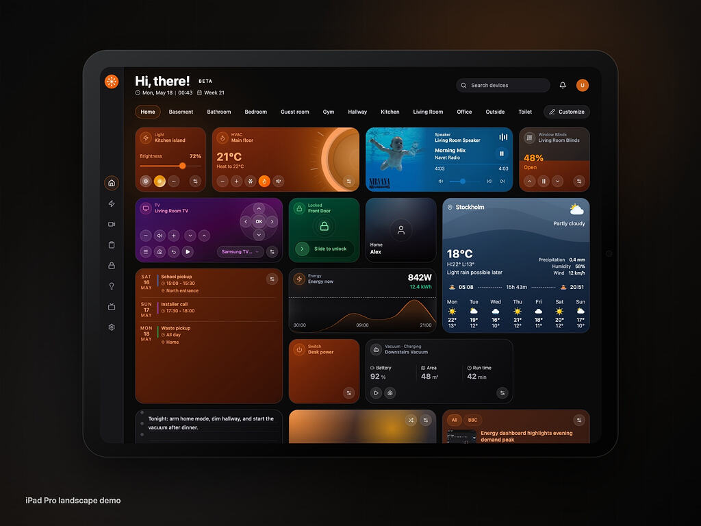 Navet: a smart home dashboard for wall panels, tablets, and phones ...