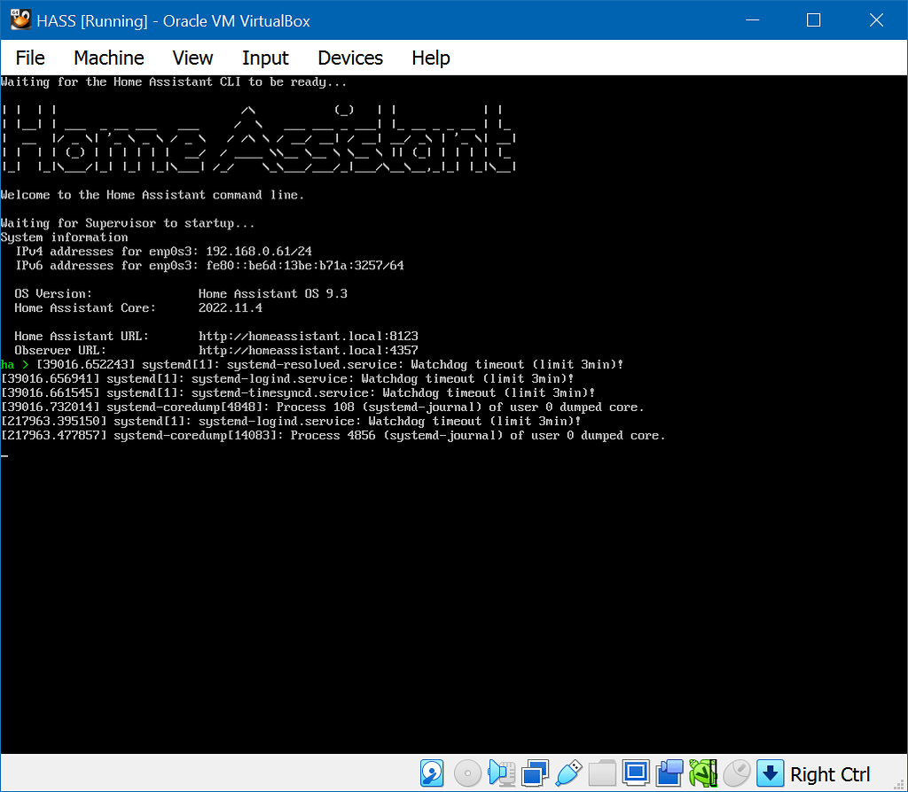 Watchdog Timeout issues (?) making HAOS unresponsive in VirtualBox VM ...